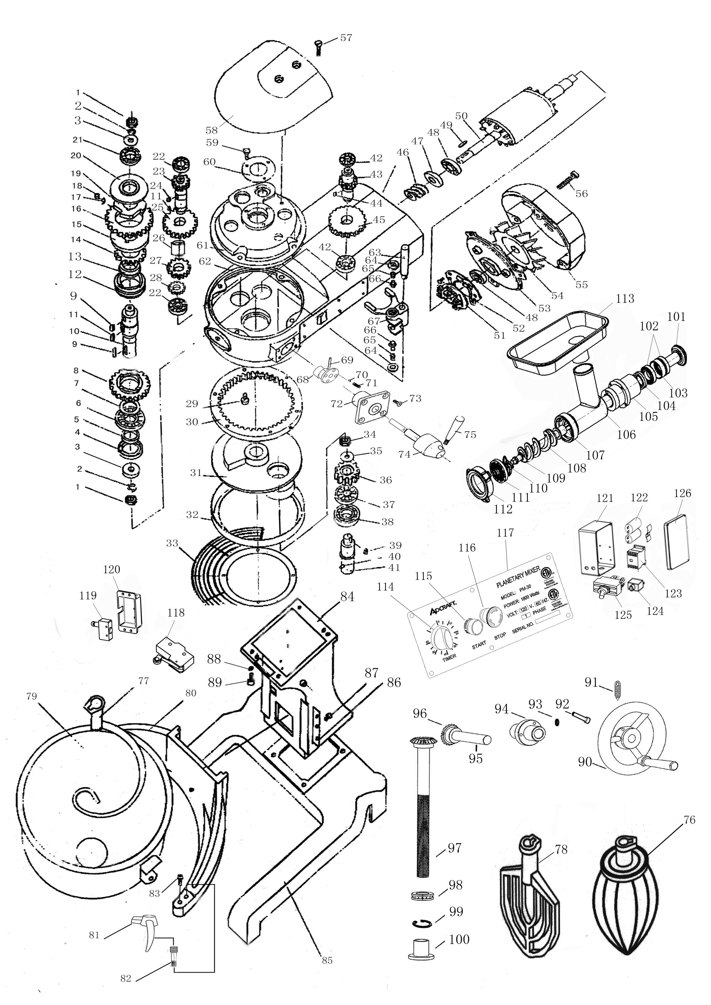 BDPM-30 Planetary Mixer Parts